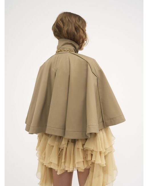Chloé Short Quilted Cape In Cotton Gabardine in Natural | Lyst