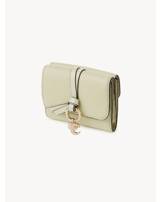 Chloé Small Alphabet Tri-fold In Grained Leather in Natural | Lyst