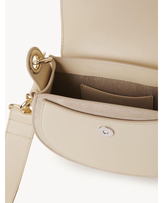 Chloé Small Tess Bag In Shiny & Suede Leather in Natural | Lyst