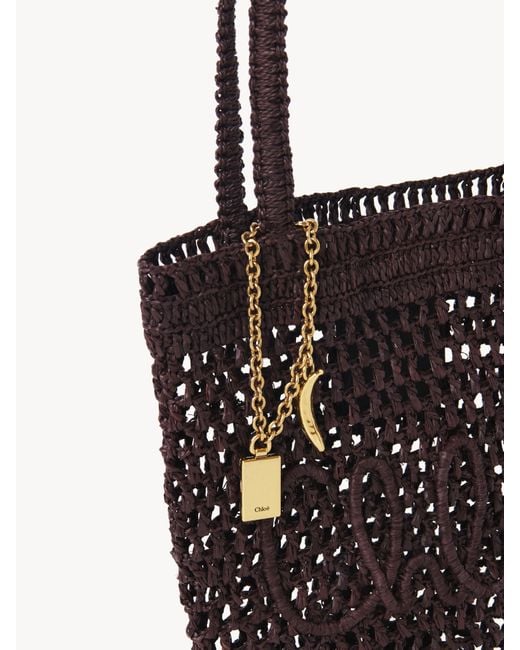 Chloé Small Summer Banana Tote Bag In Raffia in Black | Lyst