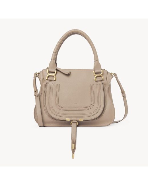 Chloé Small Marcie Bag In Grained Leather in Natural | Lyst
