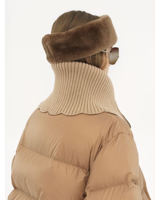 Chloé High-neck Puffer Jacket In Shiny Nylon in Brown | Lyst