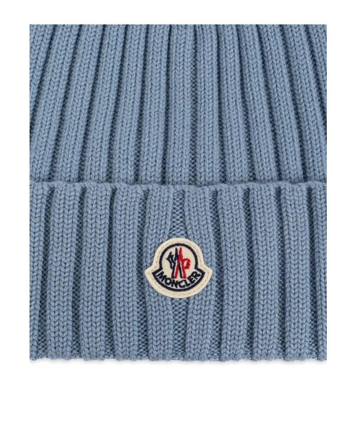 Moncler Archive Logo Beanie in Blue | Lyst UK