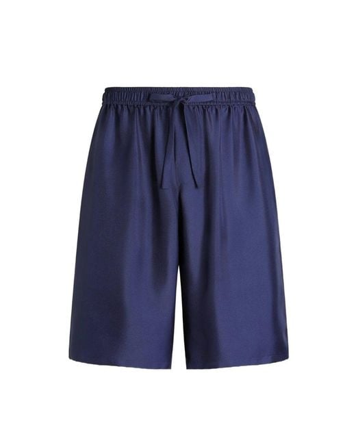 Dolce & Gabbana Crest Silk Shorts in Blue for Men | Lyst UK