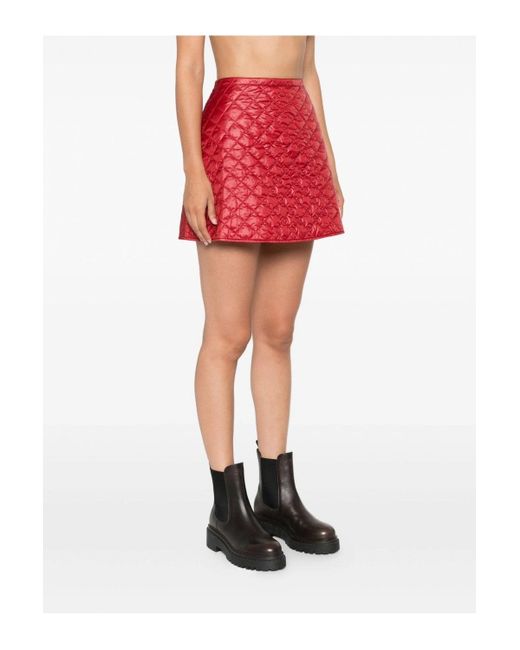 Moncler Quilted Skirt in Red | Lyst UK