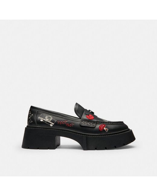 COACH Leah Platform Loafer With Sketch Print in Black | Lyst