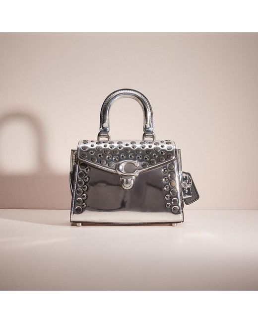 COACH Upcrafted Sammy Top Handle Bag 21 In Silver Metallic | Lyst