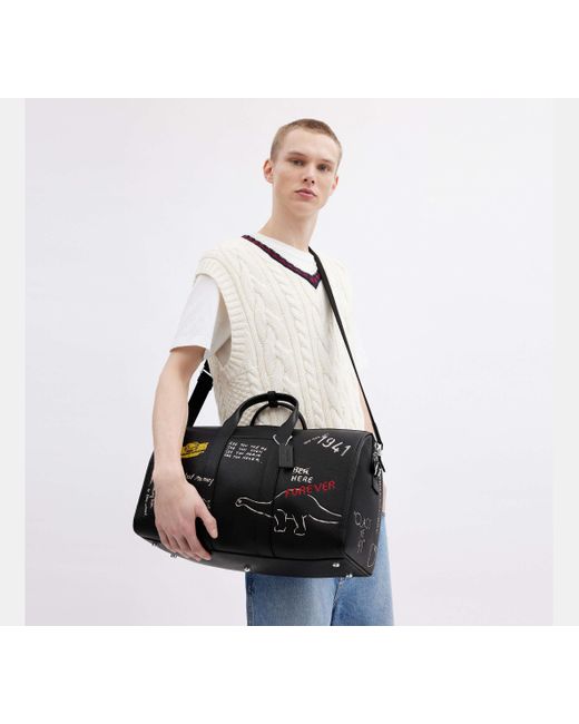 COACH Gotham Duffle Bag 45 With Sketch Print in Black for Men | Lyst UK