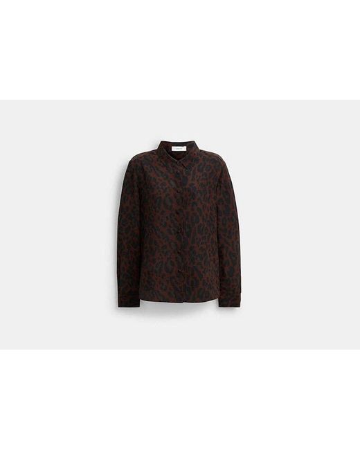 COACH Leopard Print Blouse in Black | Lyst UK