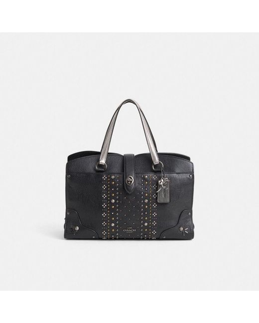 COACH Upcrafted Mercer Satchel 30 With Bandana Rivets in Black | Lyst
