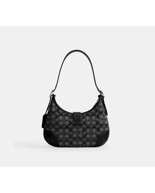 COACH Hamptons Hobo Bag In Crystal Signature Jacquard in Black | Lyst UK