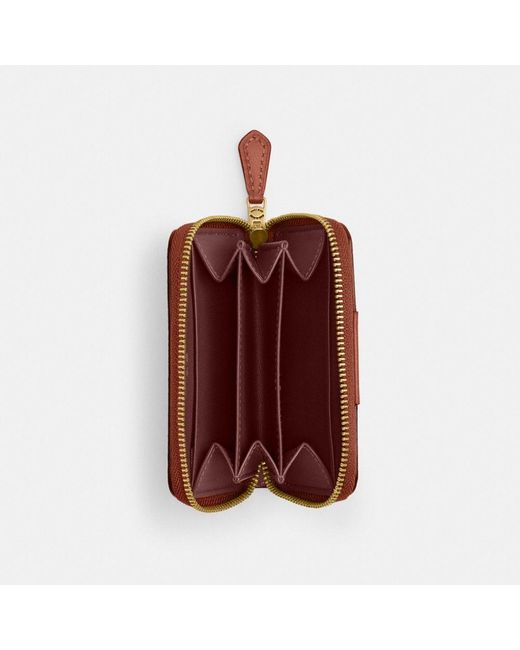 COACH Essential Small Zip Around Card Case In Signature Canvas in Brown ...