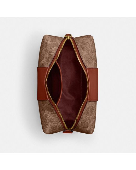 COACH Essential Cosmetic Pouch In Signature Canvas in Brown | Lyst