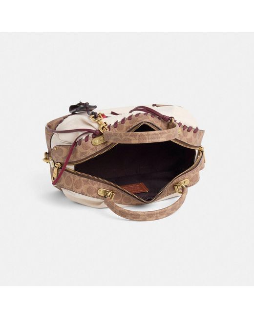 COACH Upcrafted Lane Satchel With Signature Canvas Blocking in Pink | Lyst