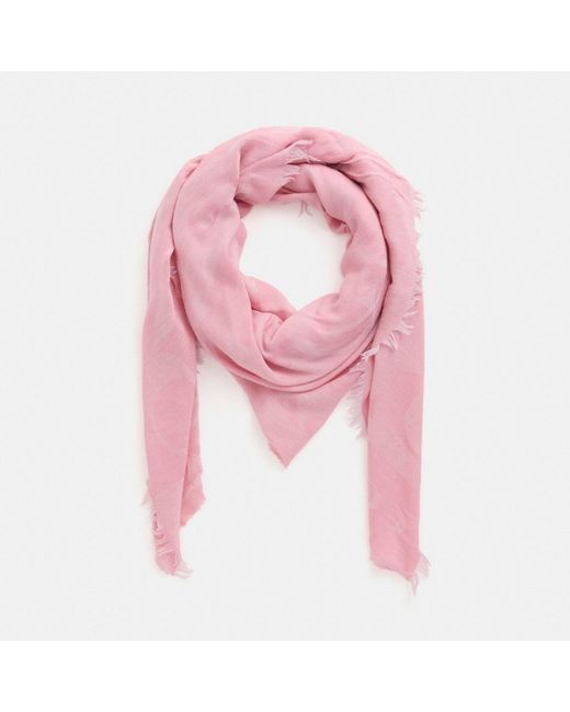 COACH Restored Signature Border Shawl Scarf in Pink | Lyst