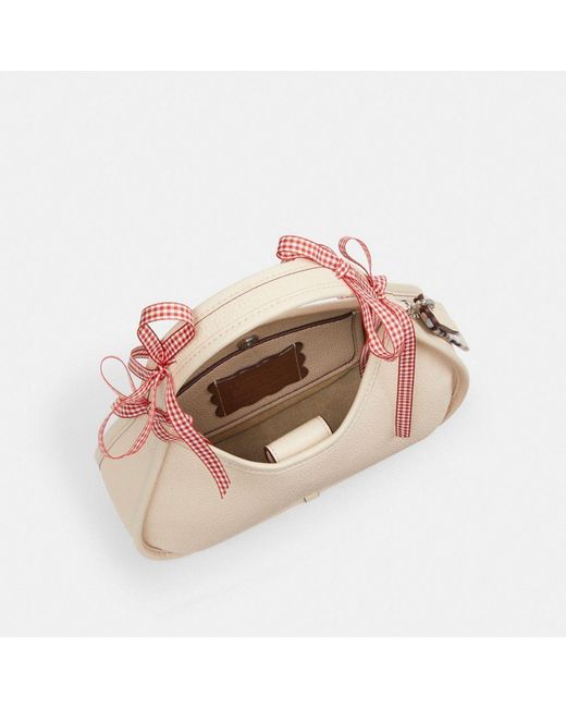COACH Ergo Bag In Pebbled Topia Leather With Gingham Bows in Pink | Lyst