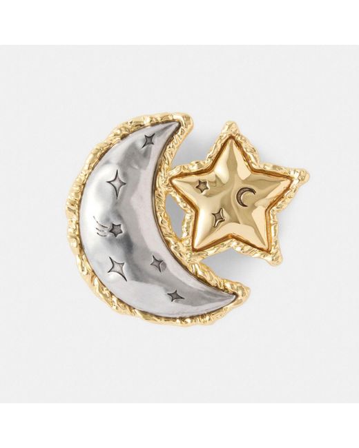 COACH Moon And Star Brooch in Metallic | Lyst