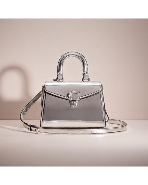 COACH Restored Sammy Top Handle Bag 21 In Silver Metallic in Gray | Lyst