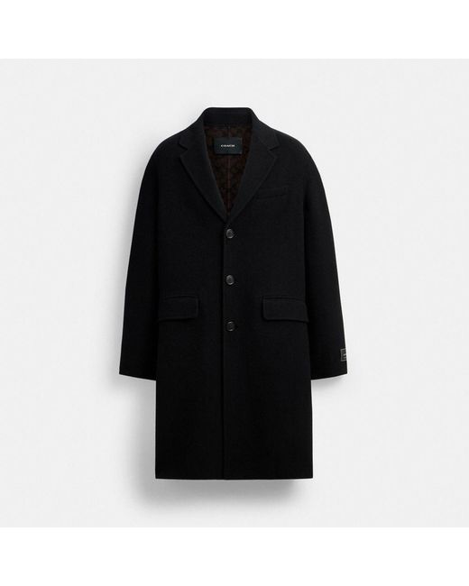 COACH Double Faced Wool Coat in Black | Lyst