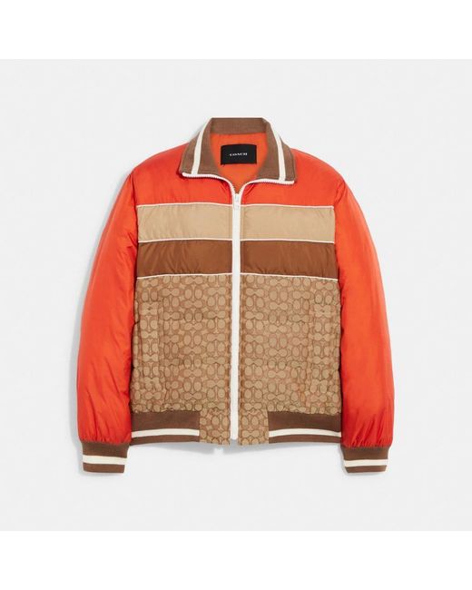 COACH Puffer Bomber Jacket in Red for Men | Lyst