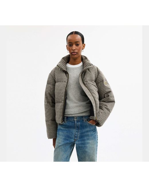 COACH Wool Puffer Jacket in Black | Lyst UK
