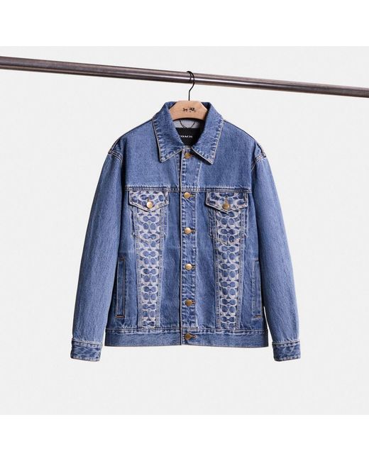 COACH Restored Oversized Signature Denim Jacket in Blue | Lyst