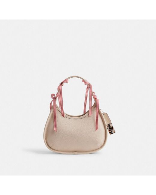 COACH Ergo Bag In Pebbled Topia Leather With Gingham Bows in Pink | Lyst