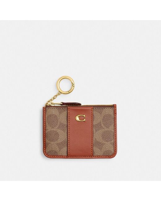 COACH Essential Mini Id Card Case In Signature Canvas in Brown | Lyst
