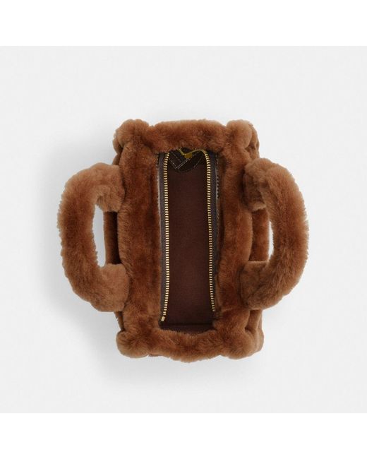 COACH Cargo Tote Bag 20 In Shearling in Brown | Lyst