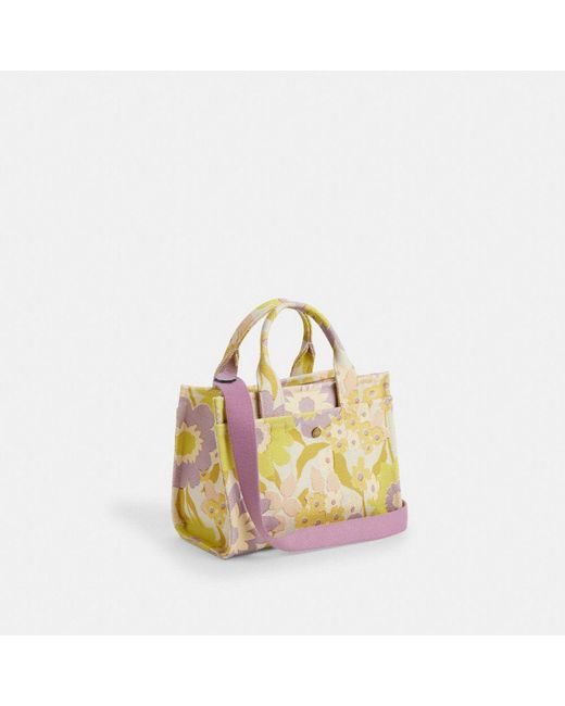 COACH Cargo Tote Bag 20 With Floral Print in Yellow | Lyst