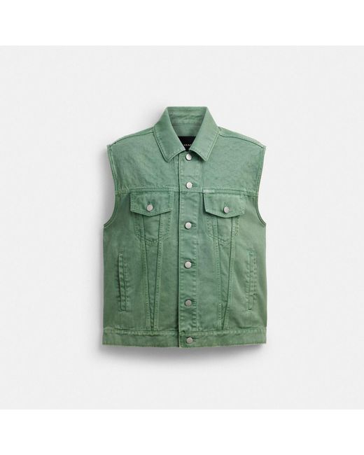 COACH Denim Vest in Green for Men | Lyst