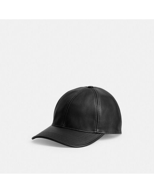 COACH Leather Baseball Hat in Black | Lyst