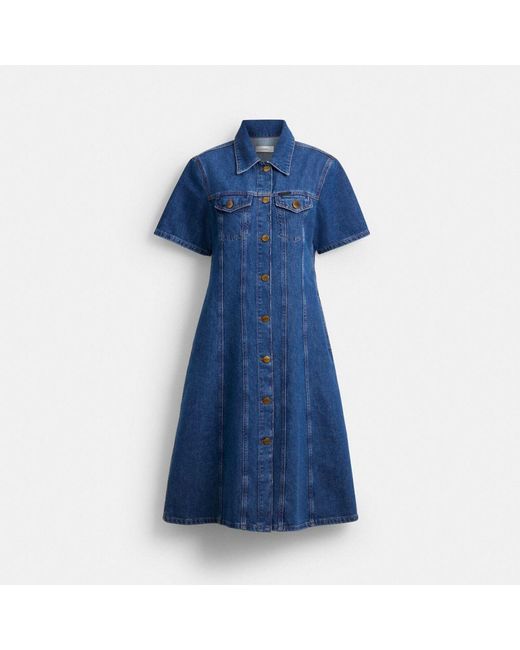 COACH Denim Midi Dress In Organic And Recycled Cotton in Blue | Lyst