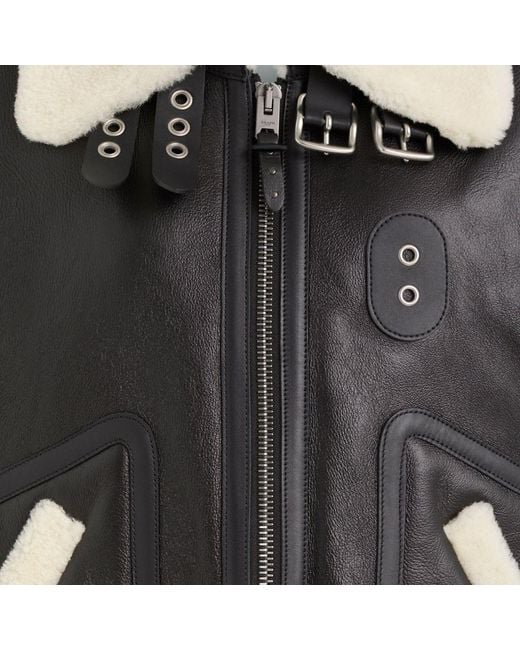 COACH Restored Shearling Aviator Jacket in Black | Lyst