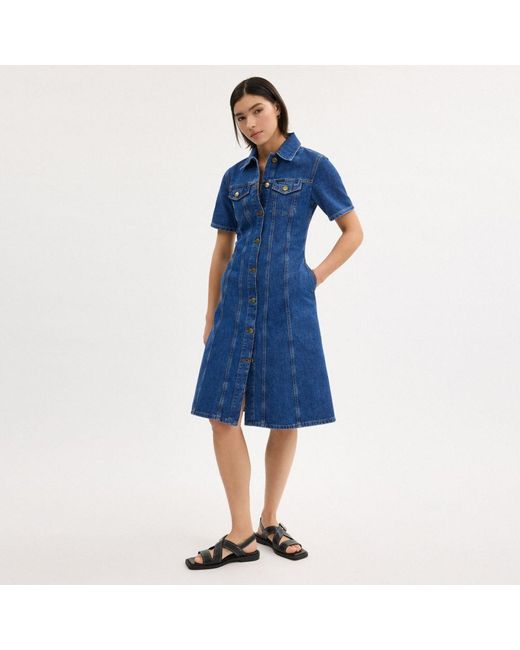 COACH Denim Midi Dress In Organic And Recycled Cotton in Blue | Lyst