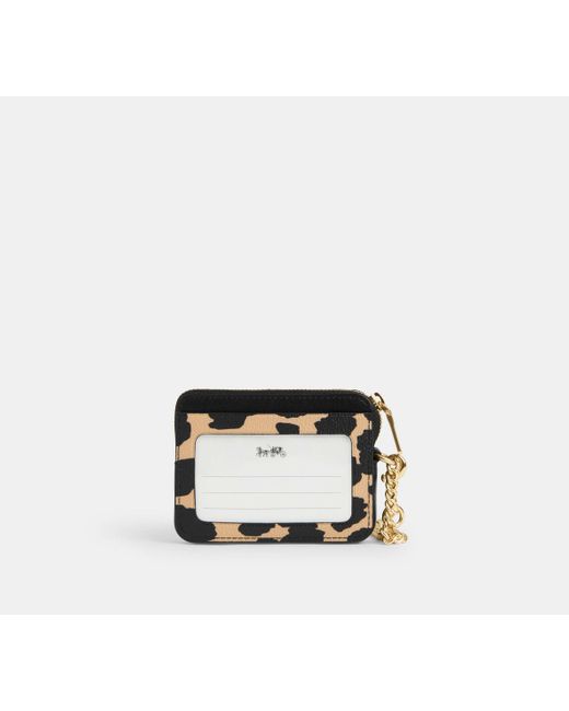 COACH Zip Card Case With Leopard Print in Black | Lyst UK