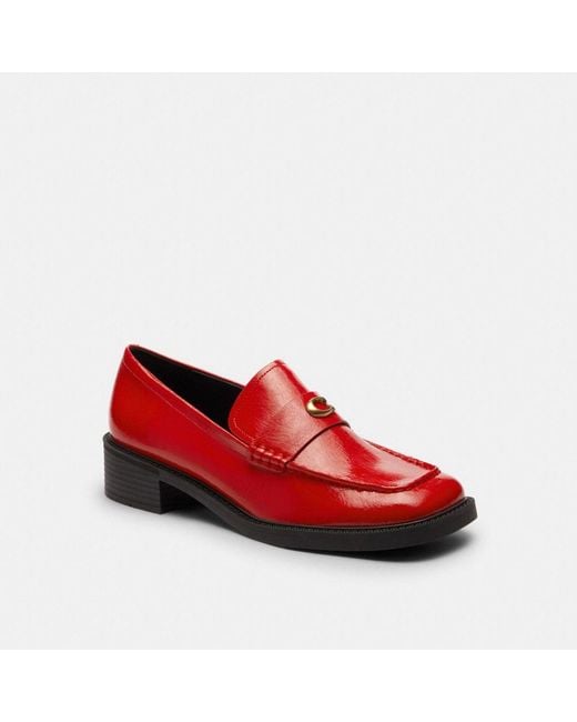 COACH Glazed Leather Penny Loafer Bright Red | Lyst