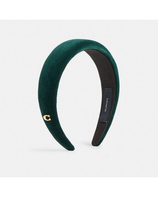 COACH Velvet Headband in Green | Lyst
