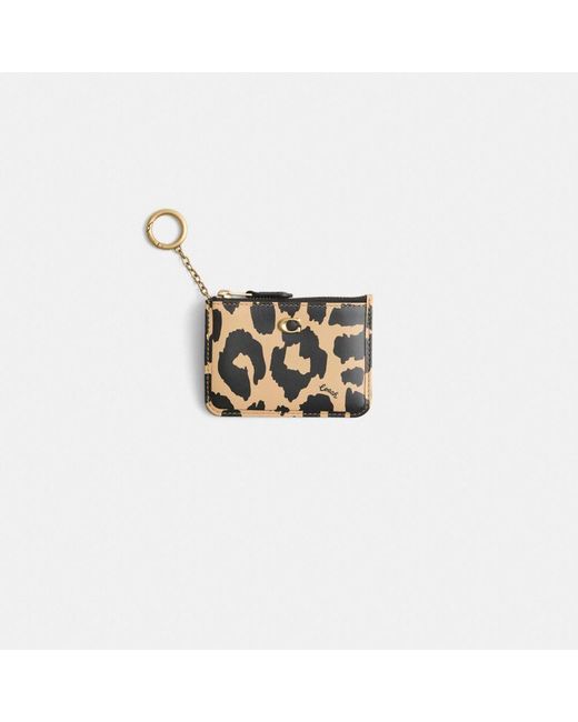 COACH Restored Mini Skinny Id Case With Leopard Print in White | Lyst