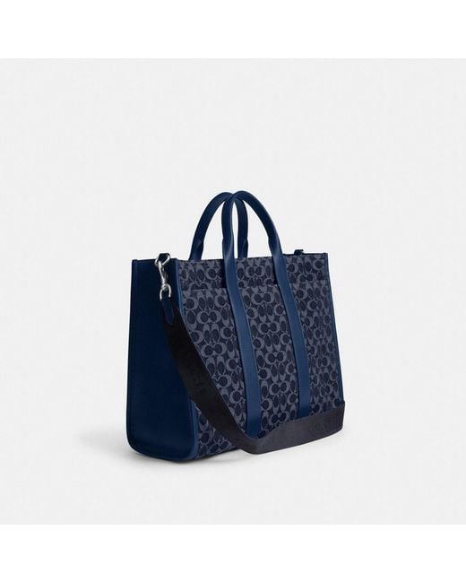 COACH Wesley Tote In Signature Denim in Blue for Men | Lyst