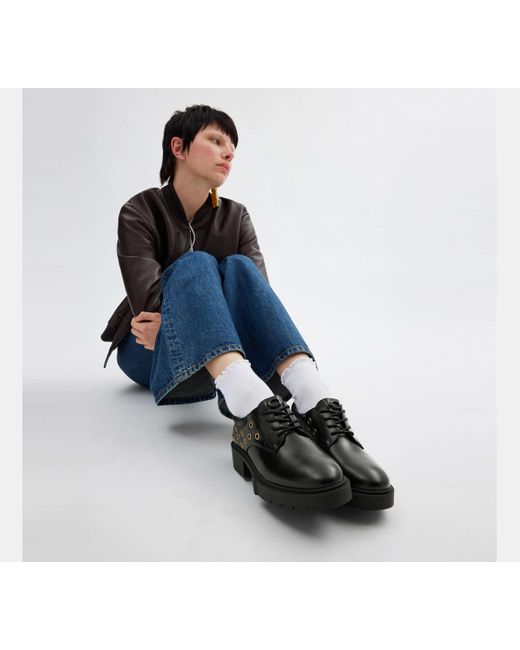 COACH Lyla Platform Derby With Grommets in Black | Lyst UK