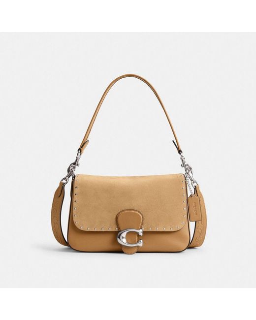 COACH Soft Tabby Shoulder Bag With Rivets And Tooling in Natural | Lyst ...