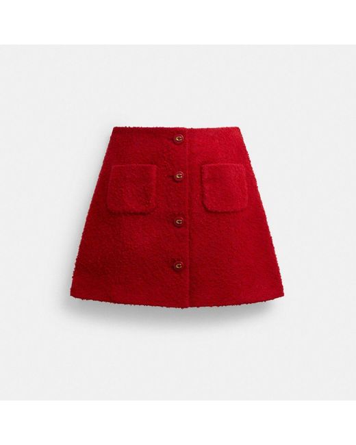 COACH Boucle Skirt in Red | Lyst