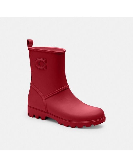 COACH Ryder Rainboot in Red | Lyst