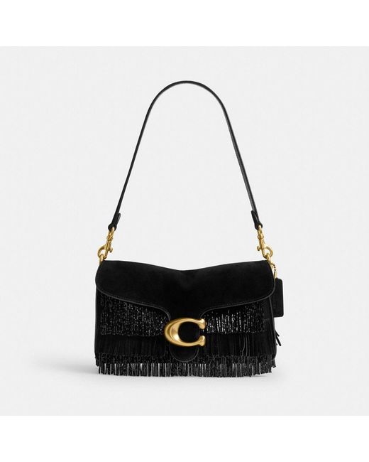 COACH Tabby Shoulder Bag 26 With Crystal Beaded Fringe in Black | Lyst