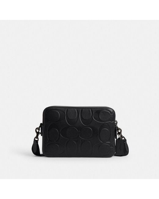 COACH Charter Crossbody Bag 24 In Maxi Signature Leather in Black for ...