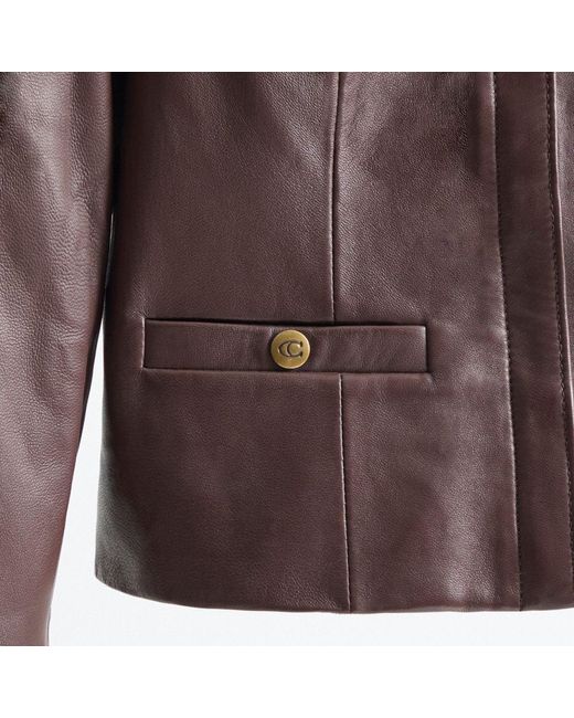 COACH Restored Tailored Leather Jacket in Brown | Lyst