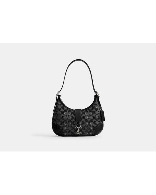 COACH Hamptons Hobo Bag In Crystal Signature Jacquard in Black | Lyst UK