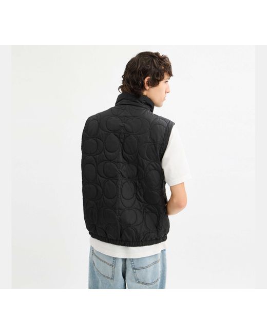 COACH Quilted Signature Puffer Jacket Vest in Black for Men | Lyst UK