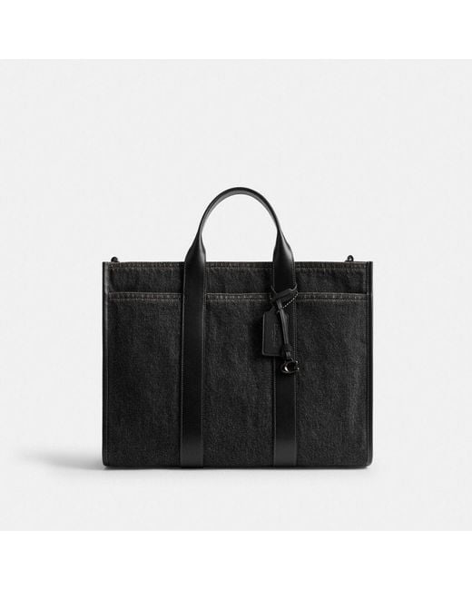 COACH Wesley Tote In Denim in Black for Men | Lyst